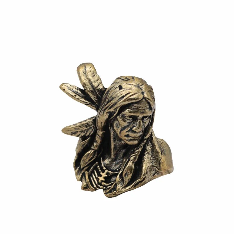Бусина из латуни "Голова индейца", Retro Yellow