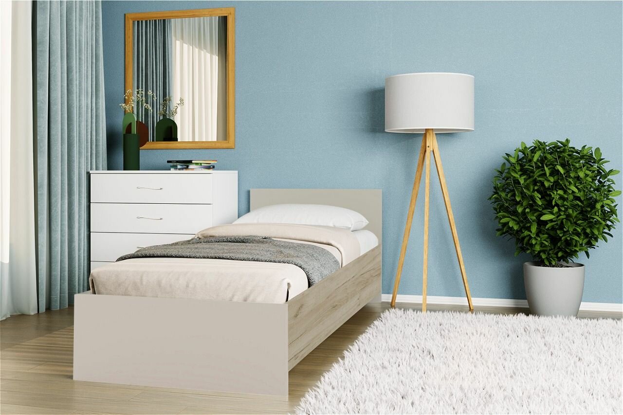 Кровать односпальная Монблан Kids, 80х200 см, Дуб крафт серый/Кашемир, 1 шт.