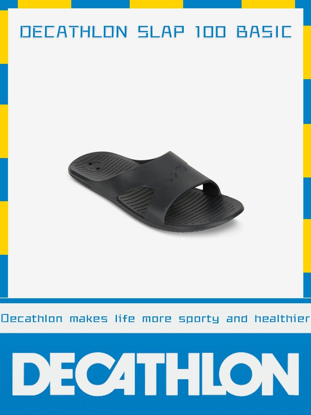 DECATHLON NABAIJI Мужские тапочки для бассейна серые Slap 100 Basic
