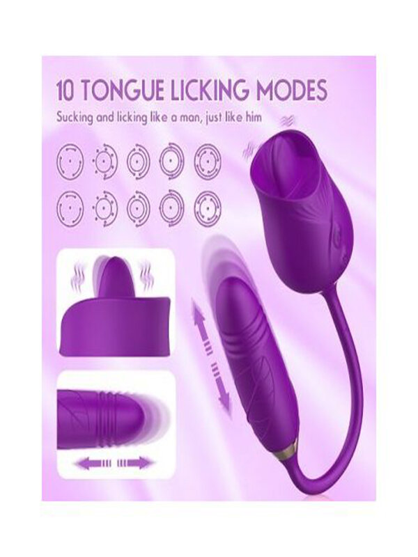 Bullet Vibrator Pro, Розовая Игрушка С Язычковым Вибратором И Толкающим Фаллоимитатором