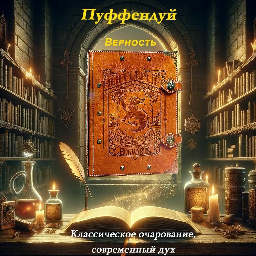 Блокнот / записная книжка / тетрадь для записей, Элементы Гарри Поттера, Эксклюзивная обложка для значка Пуффендуй, А5 148х210mm.