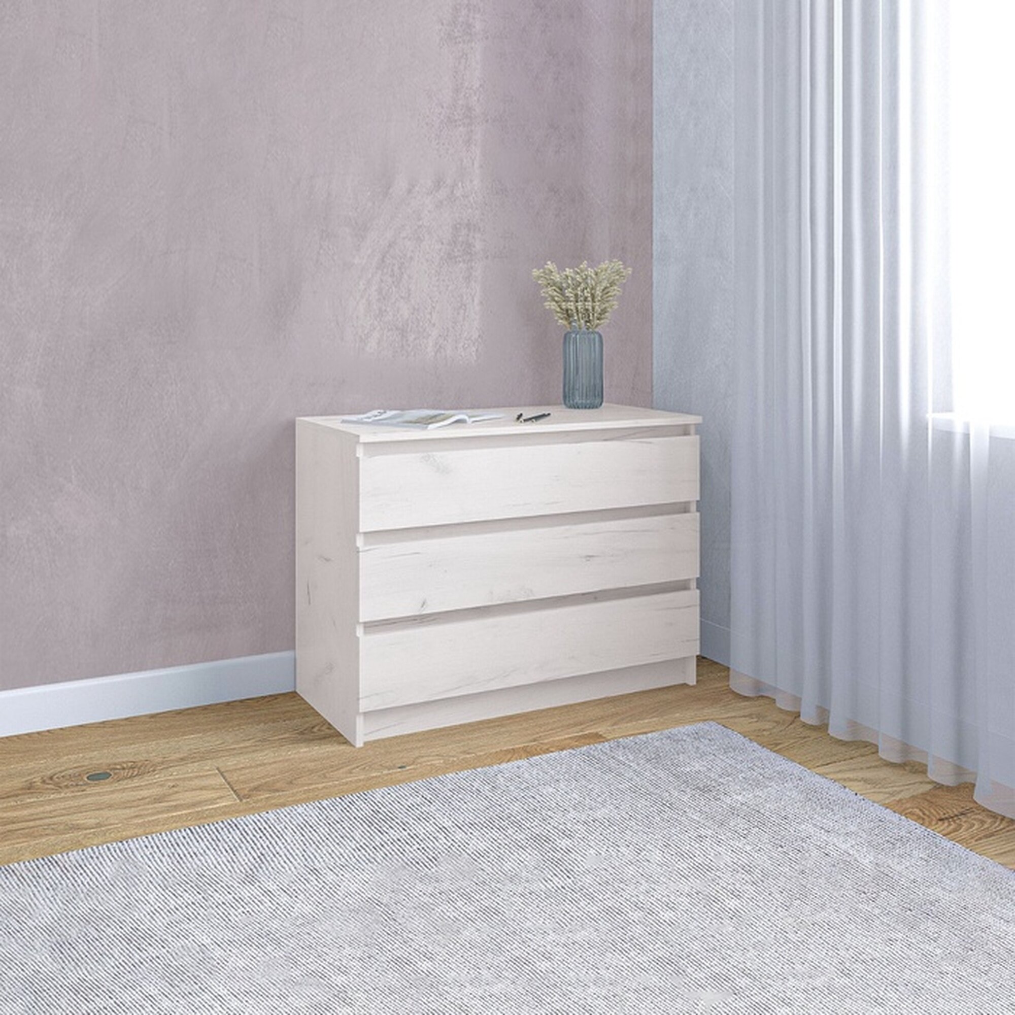 Комод Клик Мебель Зара, 900 х 440 х 680 мм, ЛДСП, цвет крафт белый