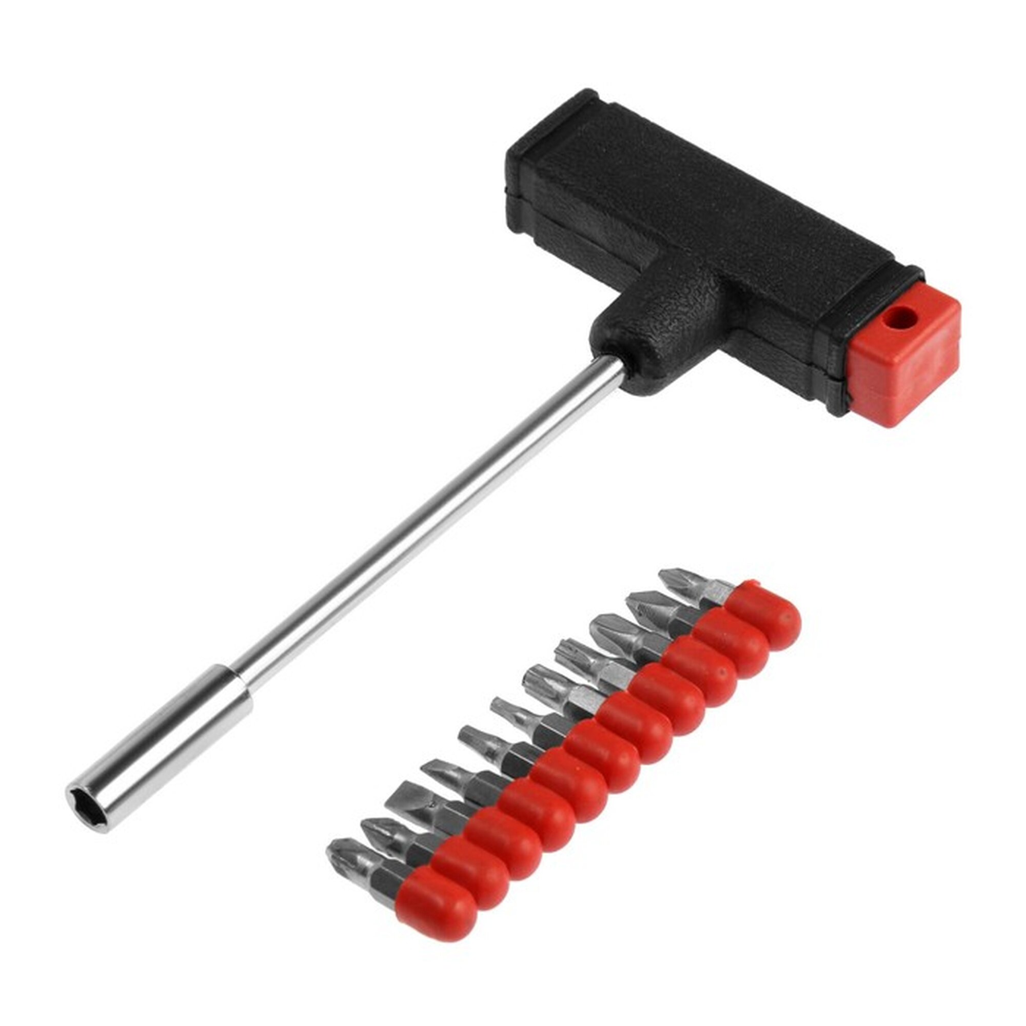 Отвертка с набором бит ЛОМ, Т-образный держатель, 11 предметов 1720441