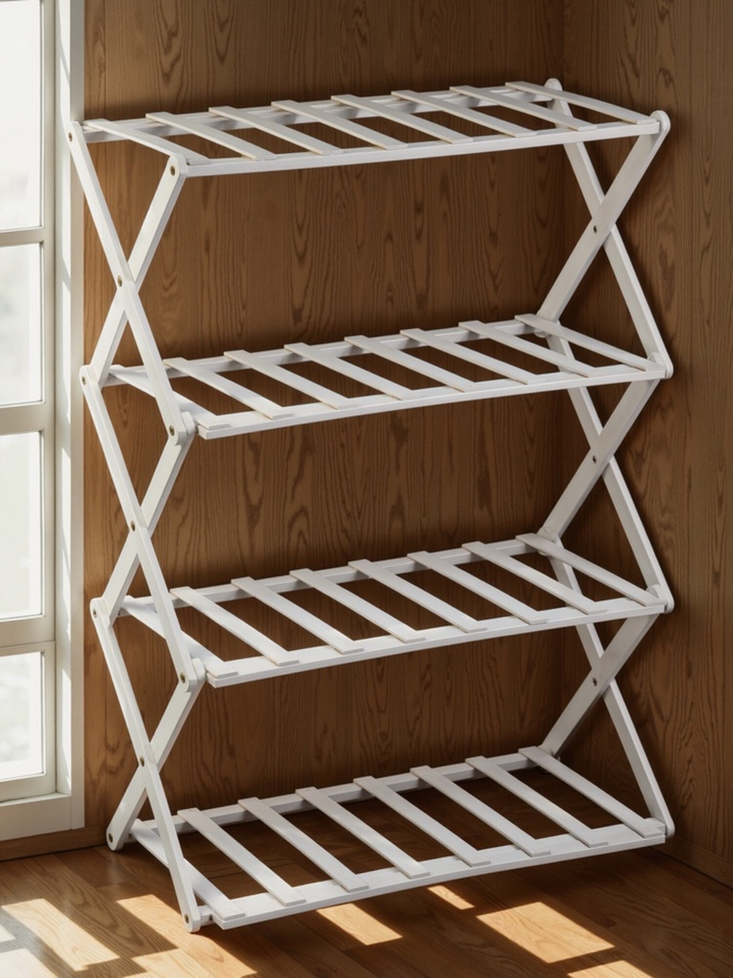 Подставка для цветов Greengo, 4 полки, 50 × 25 × 68 см, напольная, бамбук, белая