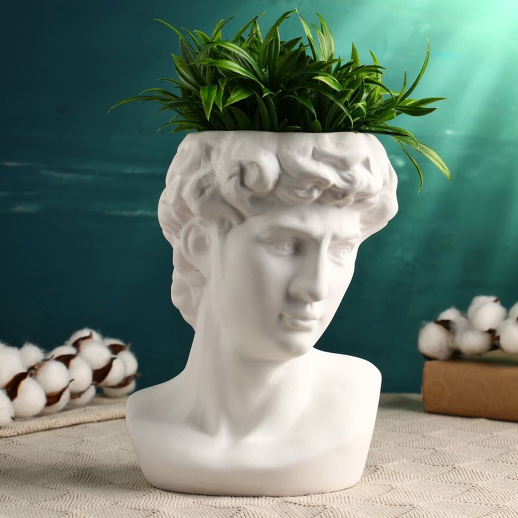 Кашпо Take It Easy "Голова Давида", керамика, белое, настольное, 2,1 л