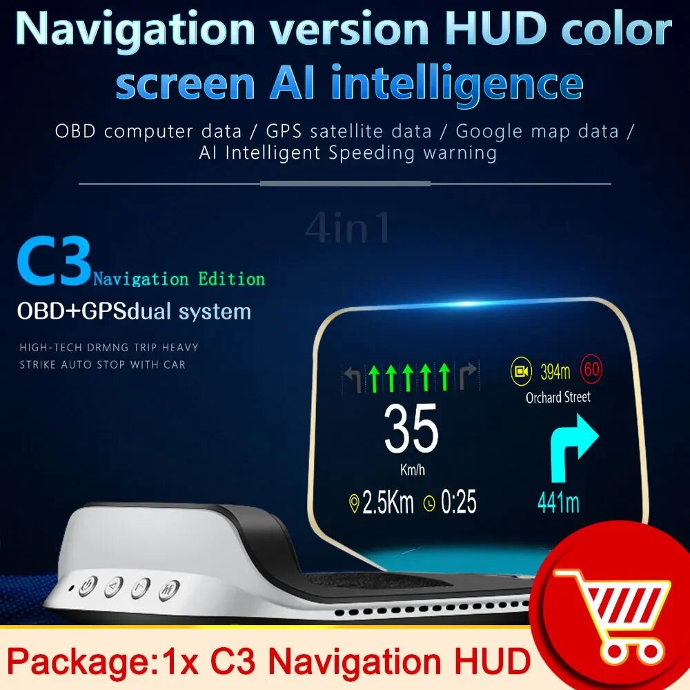 C3 Navigation HUD проектор скорости, навигация GPS