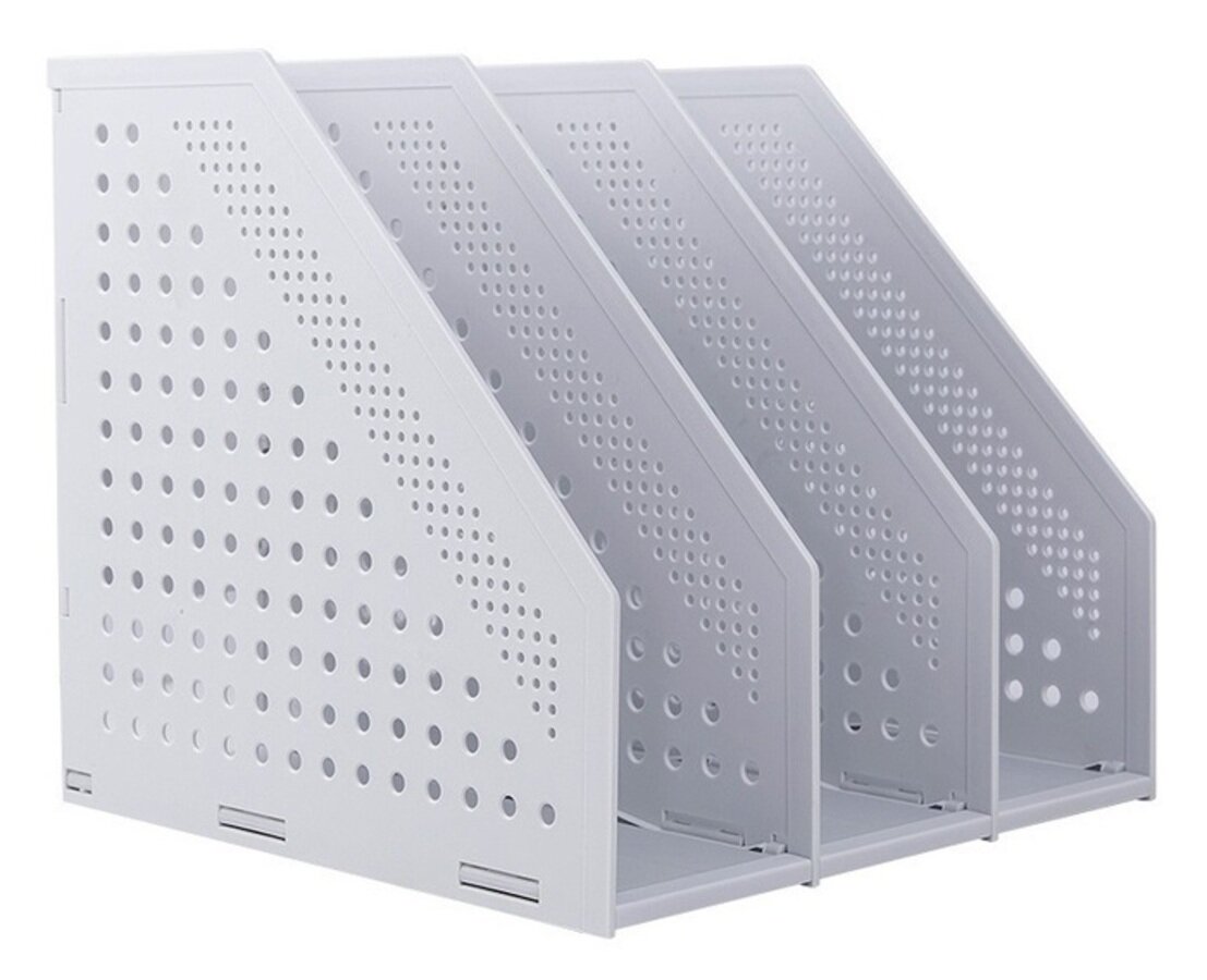 Лоток вертикальный пластик А4 250мм 3отд. серый складной DELI 78995LT-GREY