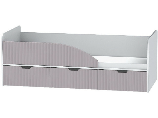 Детская кровать МДФ, Левая Белый/Ирис (Фрезеровка Полосы)