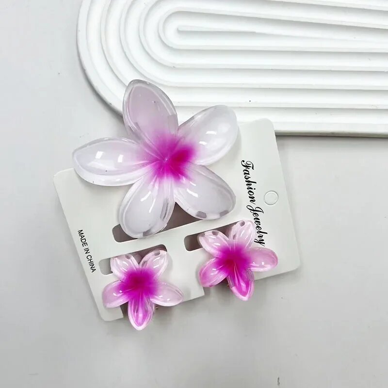 3 шт./компл, заколки для волос с гавайским градиентом, цветочные когти для волос, женские маленькие размеры, модные головные уборы, шпилька, заколка в виде краба, аксессуары для волос, White Pink, Женский YZ