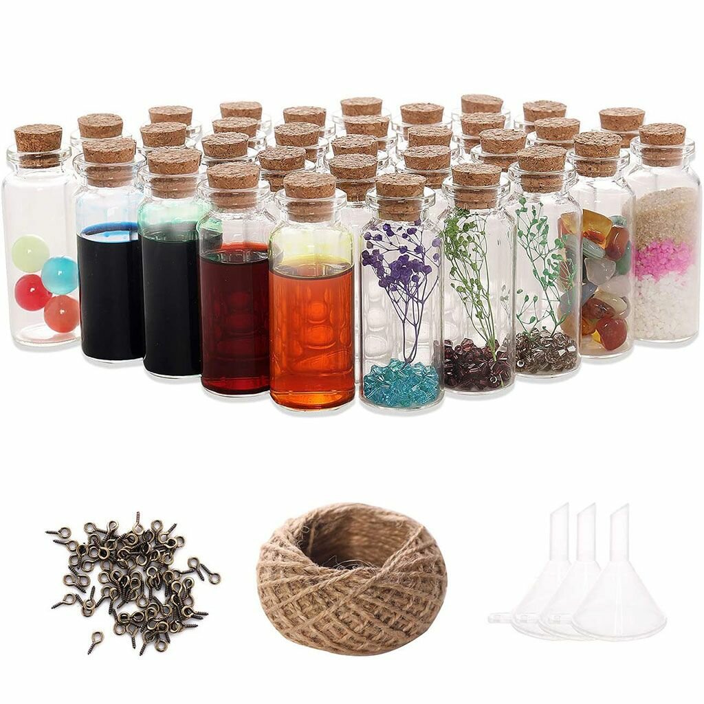 (1 комплект) мини-стеклянная банка объемом 20 мл с пробковой бутылкой (случайный цвет овечьих когтей)