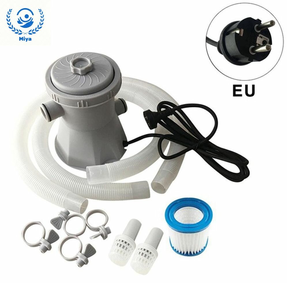 Фильтрующий насос для бассейна с быстрой очисткой воды, мощный и бесшумный, с функцией термозащиты и многоразовым фильтром
