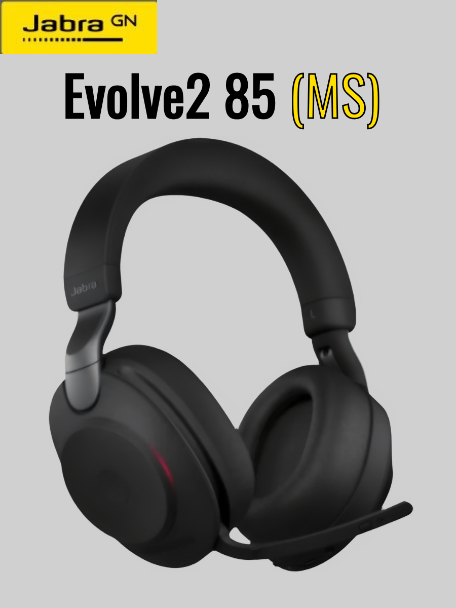 Беспроводные Jabra Evolve2 85 (MS) с микрофоном + адаптер для ПК / Bluetooth (5.0), Stereo (28599-999-899)