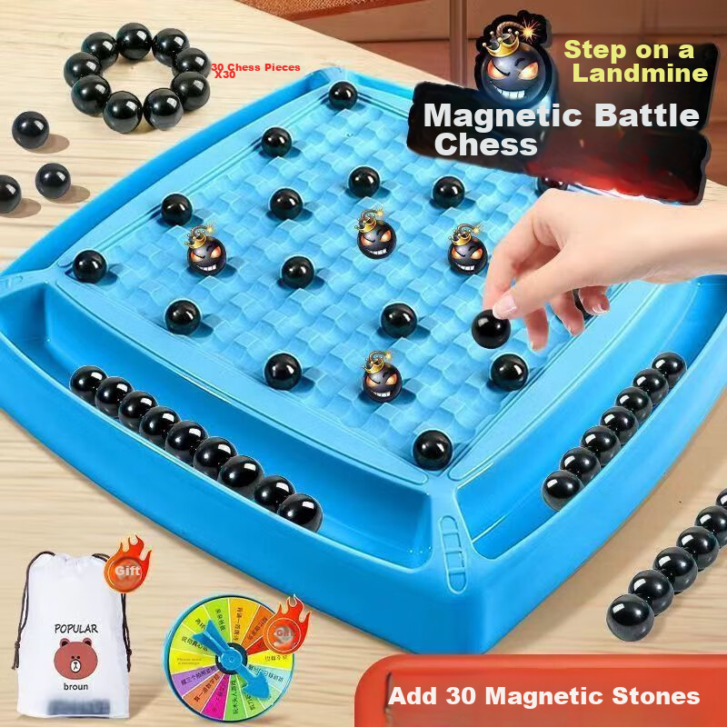 Tuxiang Magnetic Minefield Board Game, 30 Magnetic Stones, Interactive Battle Training Tabletop Game, Educational Toy for Children