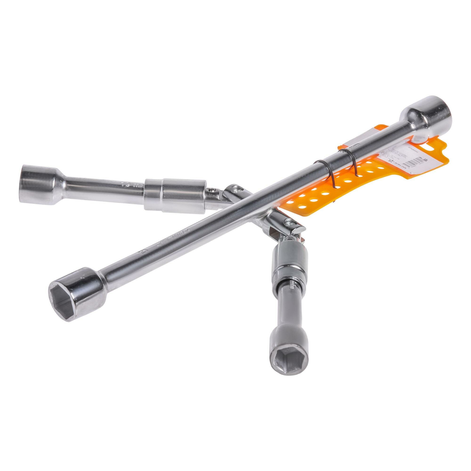 Airline ключ баллонный крестовой складной 17х19х21х23мм 350мм, пласт. подвес atab000