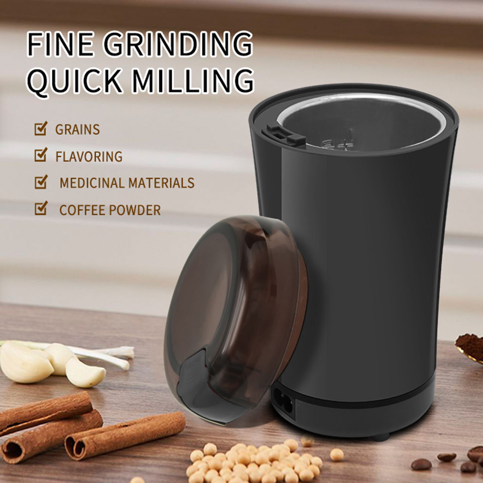 Электрическая мельница для зерна, специй и кофе с мощным двигателем