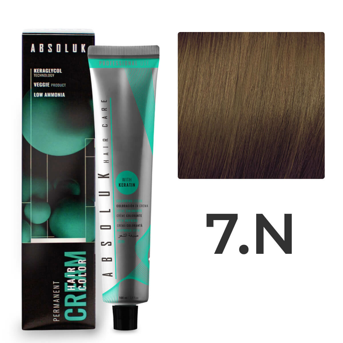 Крем - краска для волос профессиональная Absoluk Hair Color Cream 7. N Русый Натуральный, 100 мл