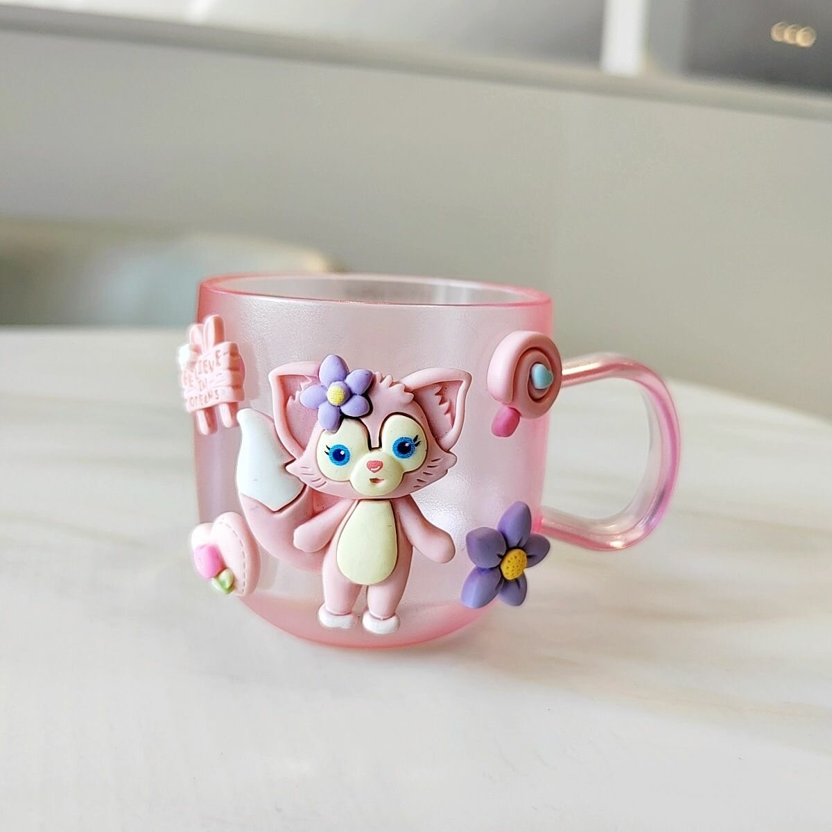 Розовая стеклянная кружка My Melody с объемными декоративными элементами Sanrio — фото 1