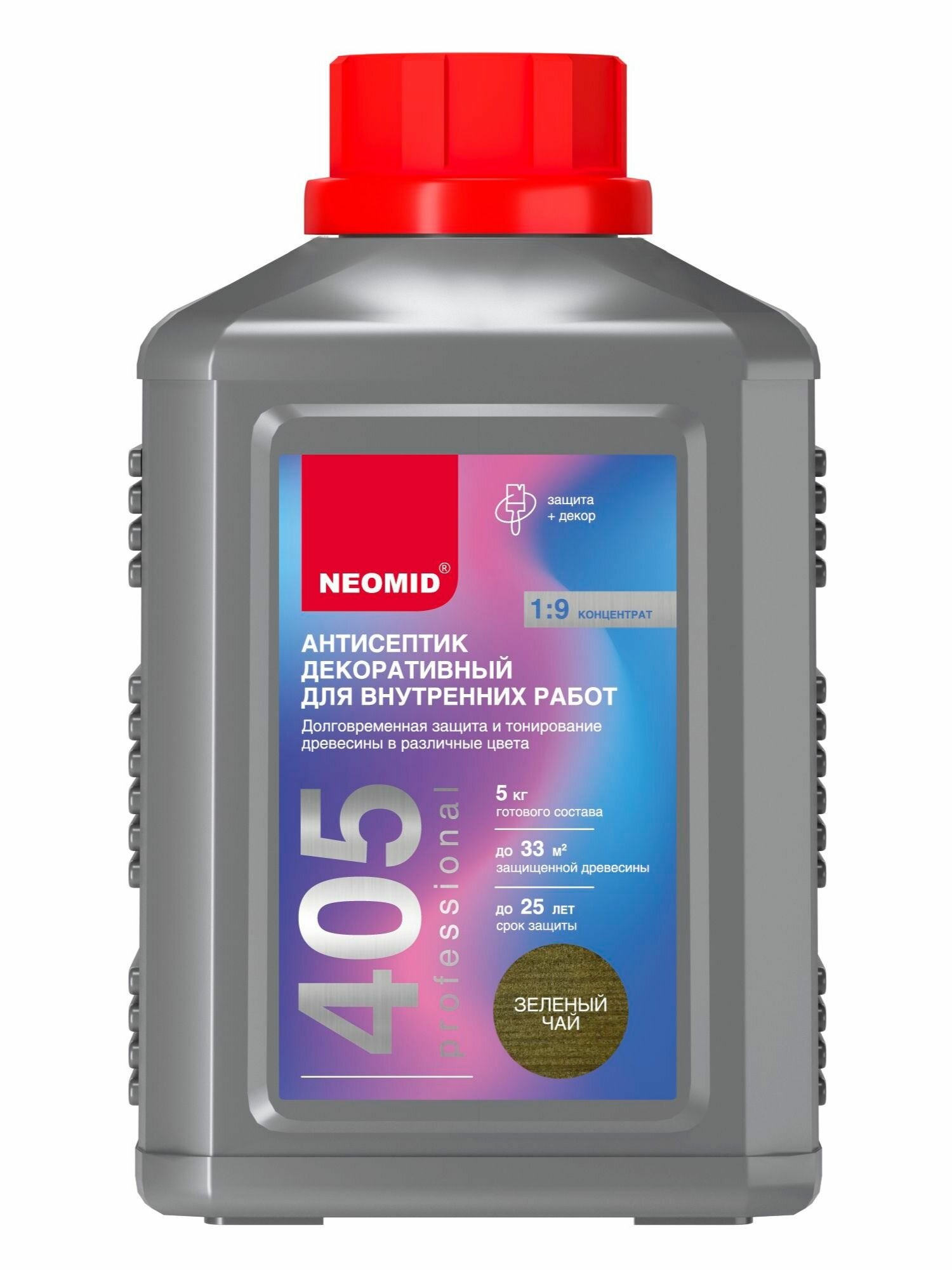 Антисептик для дерева NEOMID 405 для внутренних работ (Зеленый чай) 0,5 кг / Защитная пропитка для древесины для внутренних работ
