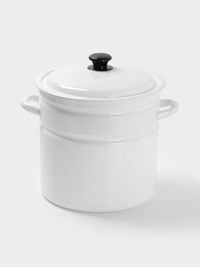 Кастрюля эмалированная, 12 л, d=26.5 см, с крышкой, без декора, белая