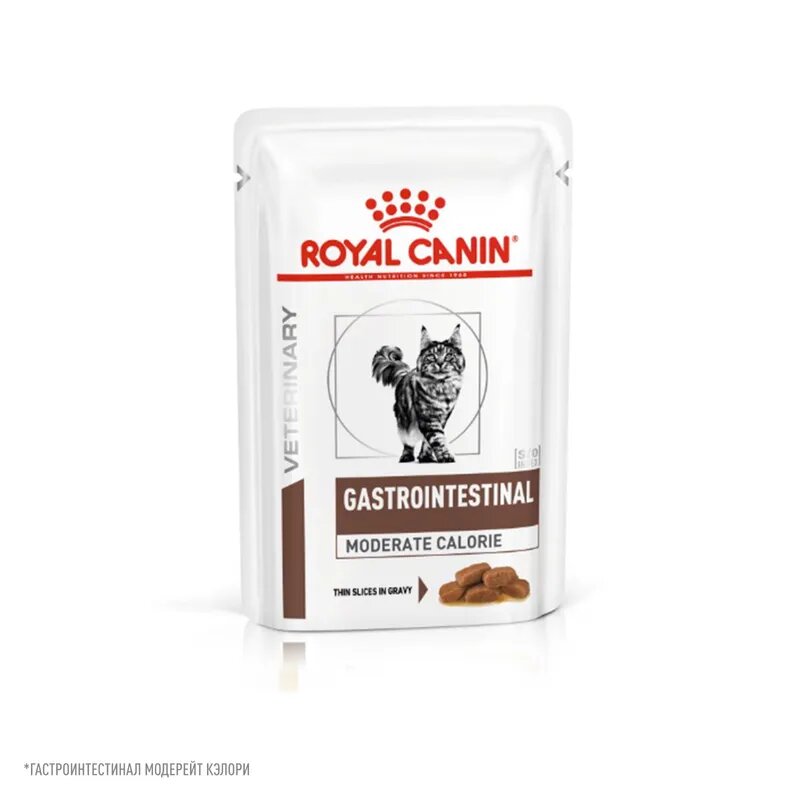 Royal Canin Gastrointestinal Moderate Calorie корм влажный для кошек, склонных к набору веса, при расстройствах пищеварения, в соусе 85 г