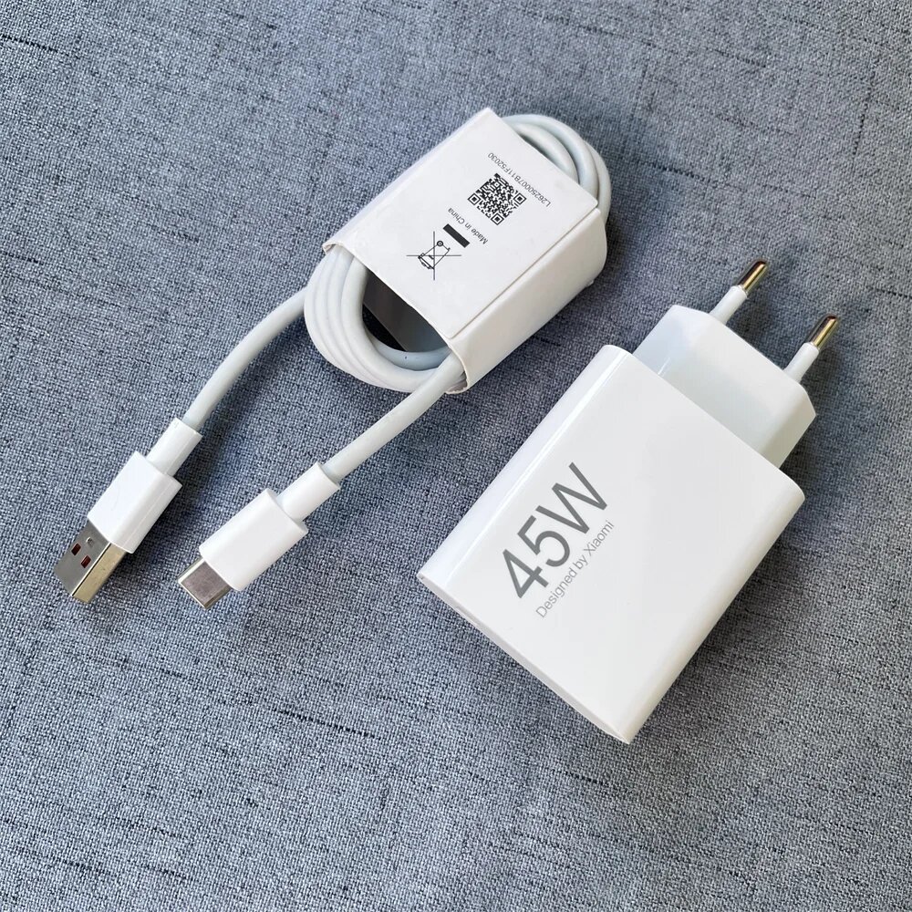 Зарядное устройство Xiaomi Pad 7, оригинальное быстрое зарядное устройство USB мощностью 45 Вт, адаптер питания европейского стандарта, кабель USB типа C для Redmi Note14Pro + K30 Mi 10T 13t 14t 15 EU add 1M cable
