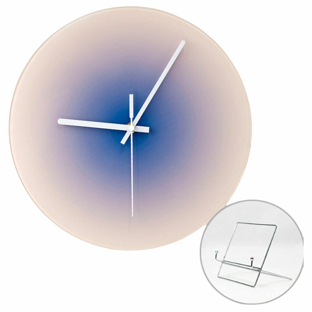 Колокол,12-дюймовые креативные декоративные часы 'Солнечный закат' из стекла с подставкой - LIN20149A градиентная синяя подставка