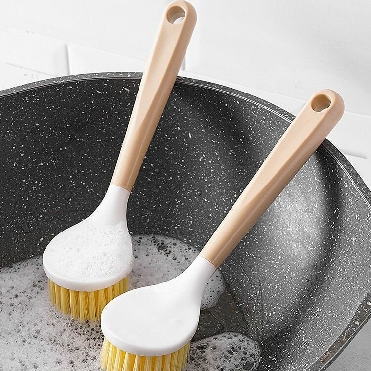 Щетка для чистки кастрюль и сковородок с деревянной ручкой, эффективное удаление нагара и пригоревшей пищи без царапин