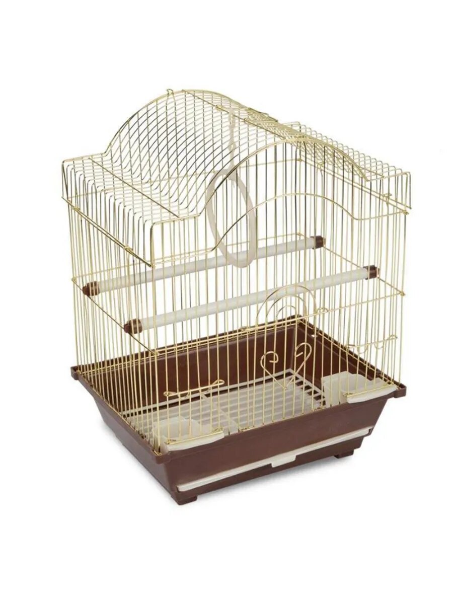 Клетка для птиц с фигурной крышей Triol 2113G, размер - 30 х 23 х 39, цвет - золотой/коричневый