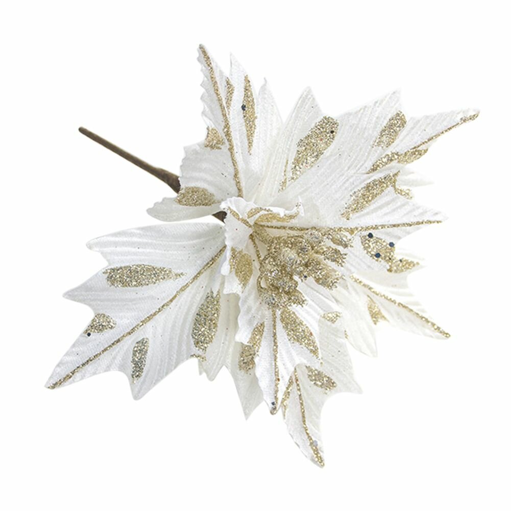 Украшение Рождественской елки Имитацией ткани из листьев и искусственного цветка