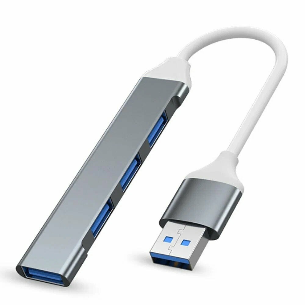 USB разветвитель с 4 портами, USB 3,0. Разъем кабеля: USB. серебристый.