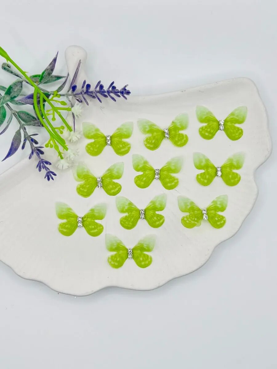 Бабочки шифоновые двухслойные 3*2см (10шт)