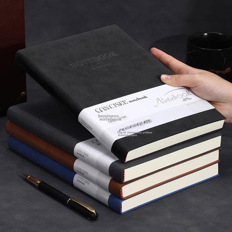 Faramon B5 Notebook, 360 Pages, Business Notebook, Thickened Leather Cover, Vintage Office Stationery, Diary, Meeting Record Book, B5-Black