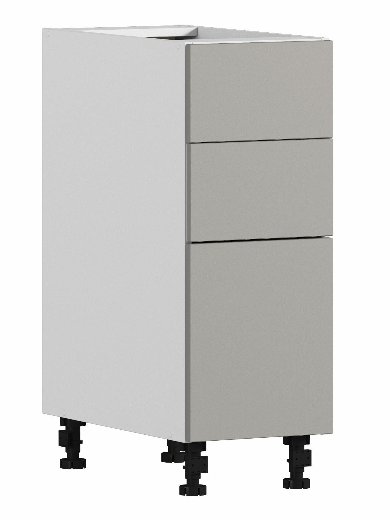 Кухонный модуль напольная тумба столплит Регина РСЯ-30 с ящиками, Белый/ЛДСП Серый перламутровый, 30х56х82 см