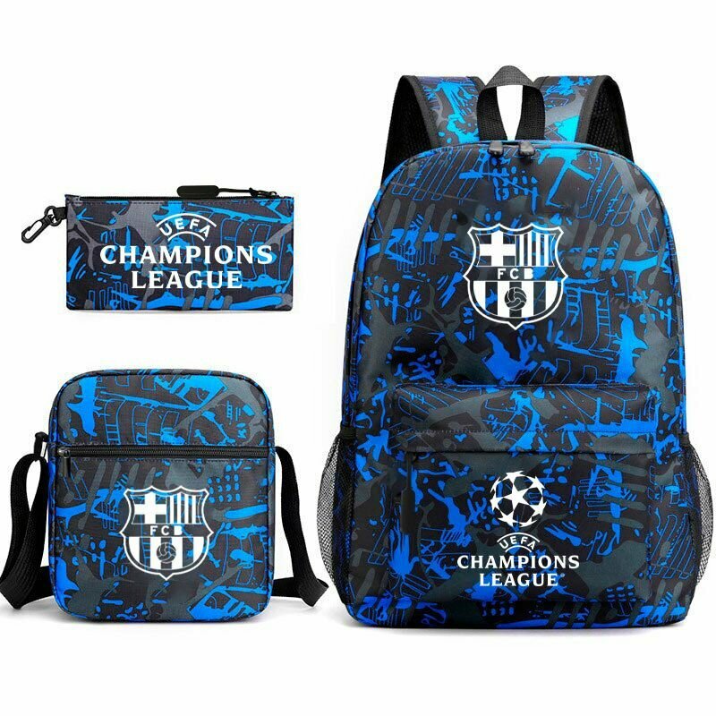 Рюкзак школьный футбол FC Barcelona для детей и студентов с пеналом и плечевым ремнем