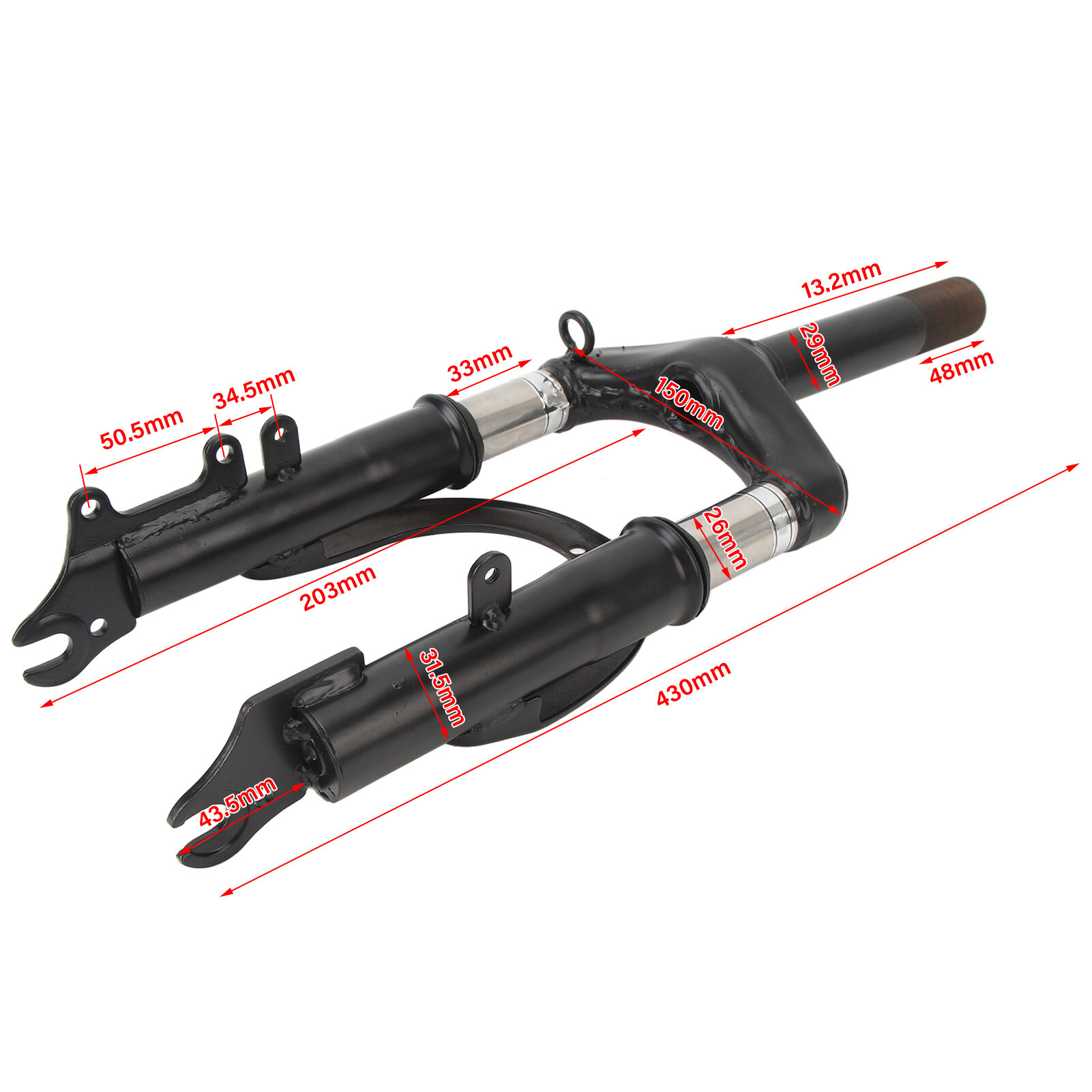 Передняя вилка с гидравлическим амортизатором из алюминиевого сплава для электроскутера, мотоцикла, электровелосипеда с 12-дюймовыми колесами