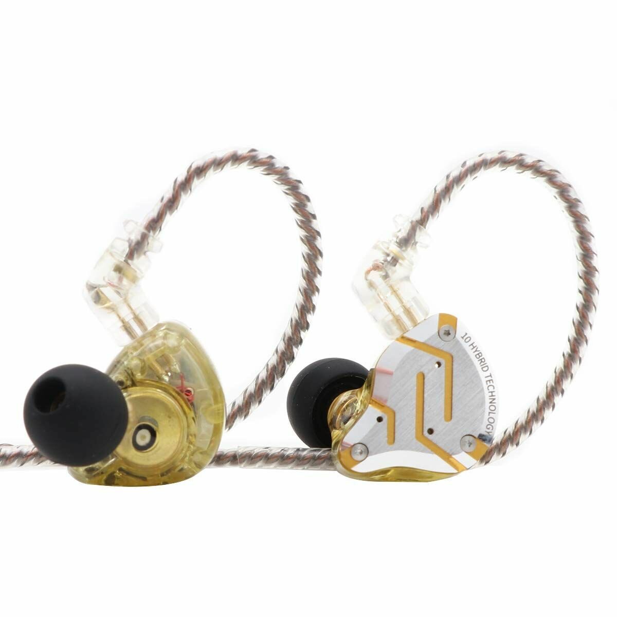 KZ Acoustics ZS10 Pro без микрофона, блики золотого, проводные наушники