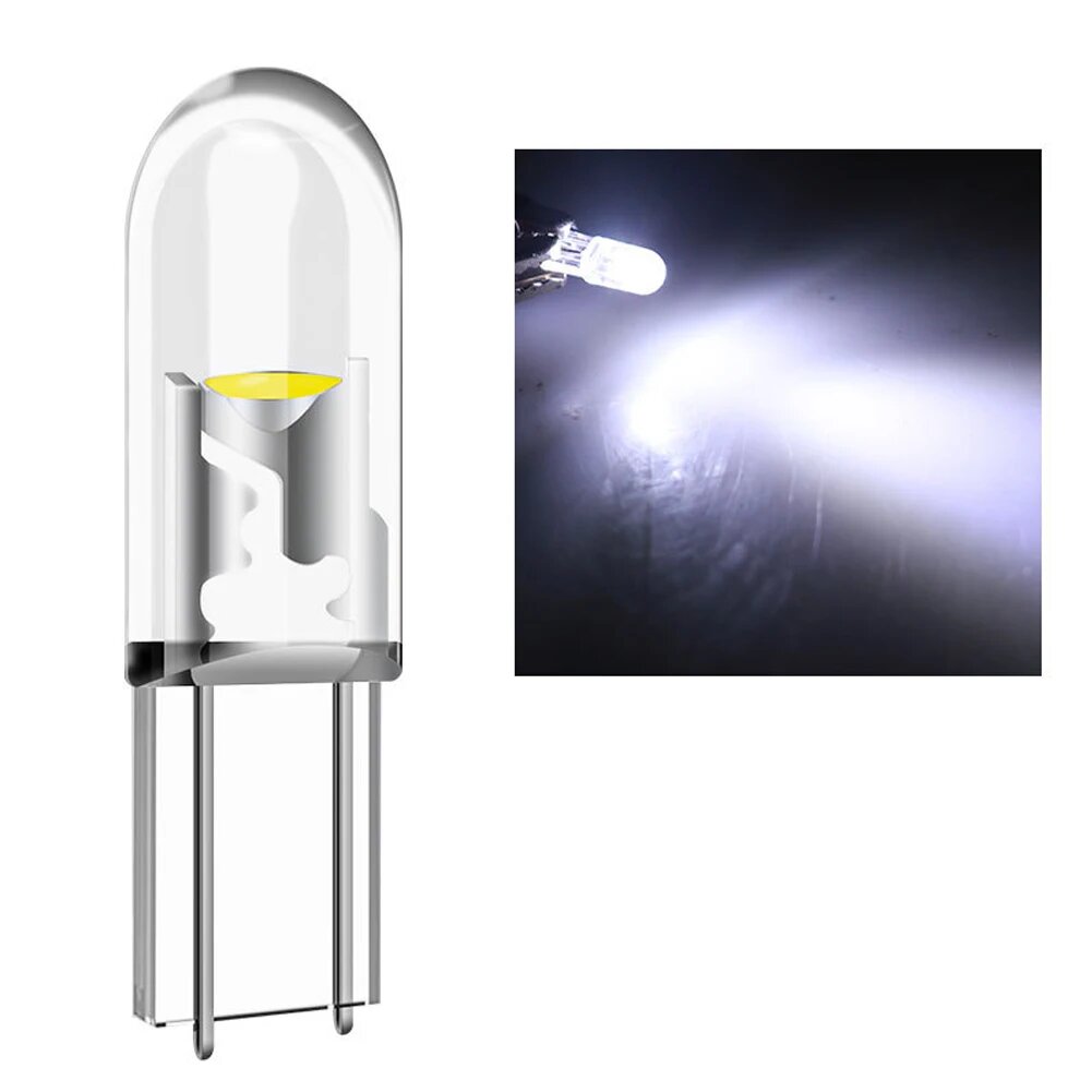 10 шт. прозрачная T5 светодиодная W3W COB светодиодная лампа автомобильный индикатор приборов лампа для чтения авто интерьер приборная панель согревающая лампа