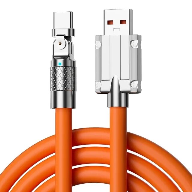 Кабель USB-C Для Быстрой Зарядки 120 Вт С Углом Наклона 180° ° Вращающийся Шарнирный Адаптер Для Зарядки Телефона
