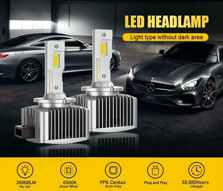 Вставляется с помощью D3S LED основной лампы HID D1S D2S D4S D5S D8S D1R D2R D3R Turbo LED 3500LM двухсторонний CSP чип 6500K белый 95W