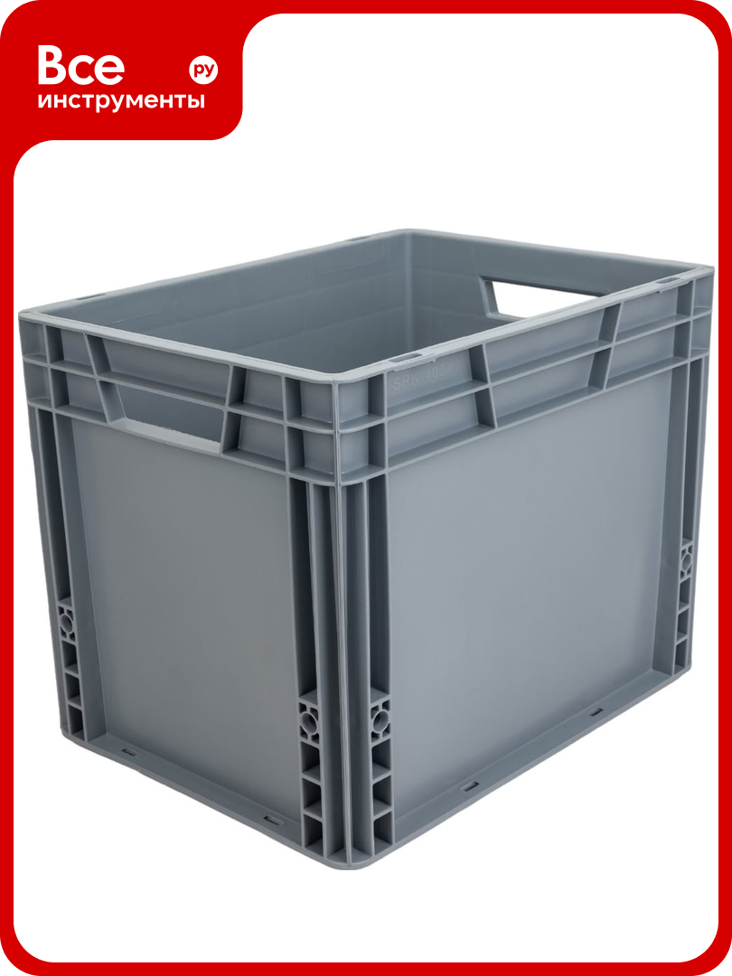 Ящик п/п Sembol Plastik 400x300x320 сплошной, гладкое дно, серый 25249