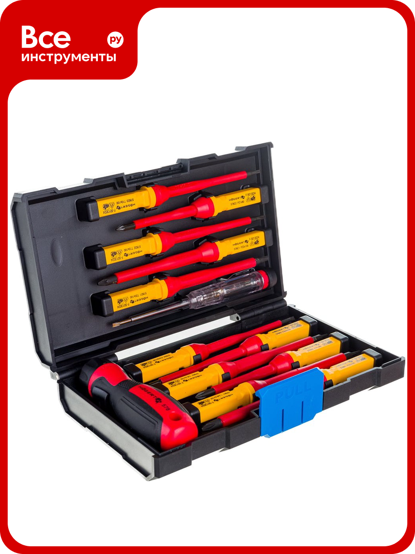 Набор диэлектрических отверток для точных работ HOEGERT TECHNIK 1000 V, сталь S2, точных работ 1000