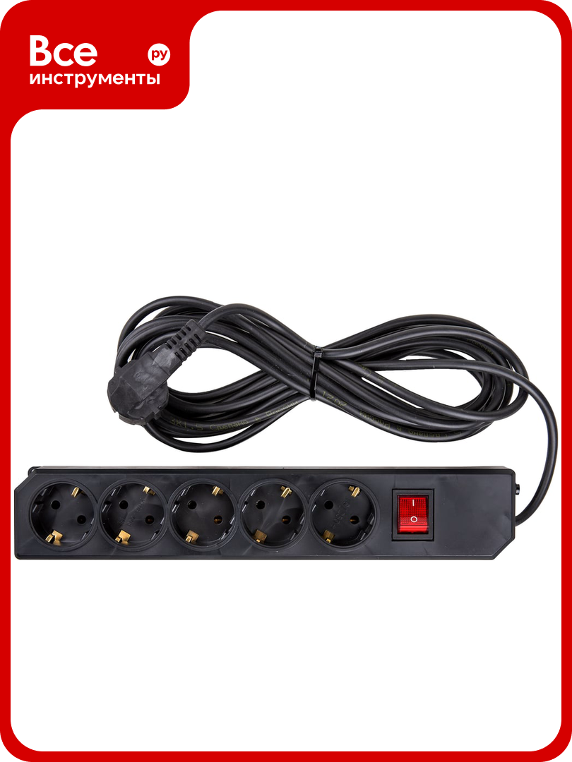 Сетевой фильтр атлант ПВС 3х1,0 5гнезд 5м с выключателем, 5м