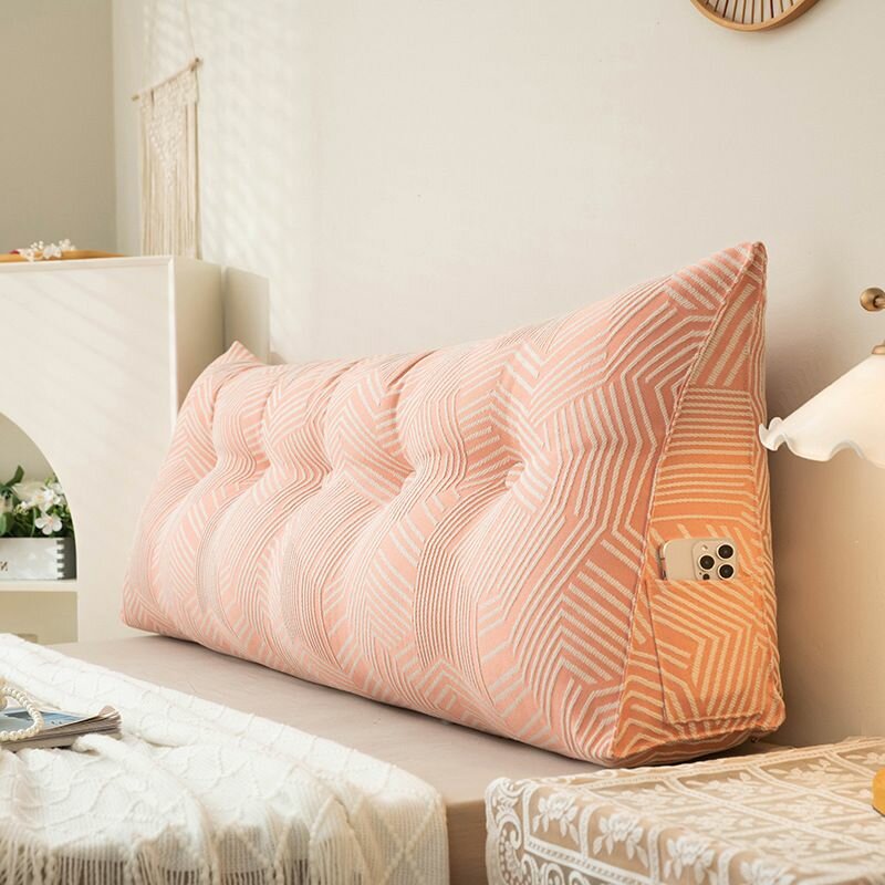 Треугольная подушка-спинка для кровати из льна и хлопка: мягкая спинка для дивана, съемный чехол, защита от ударов, для спальни и татами