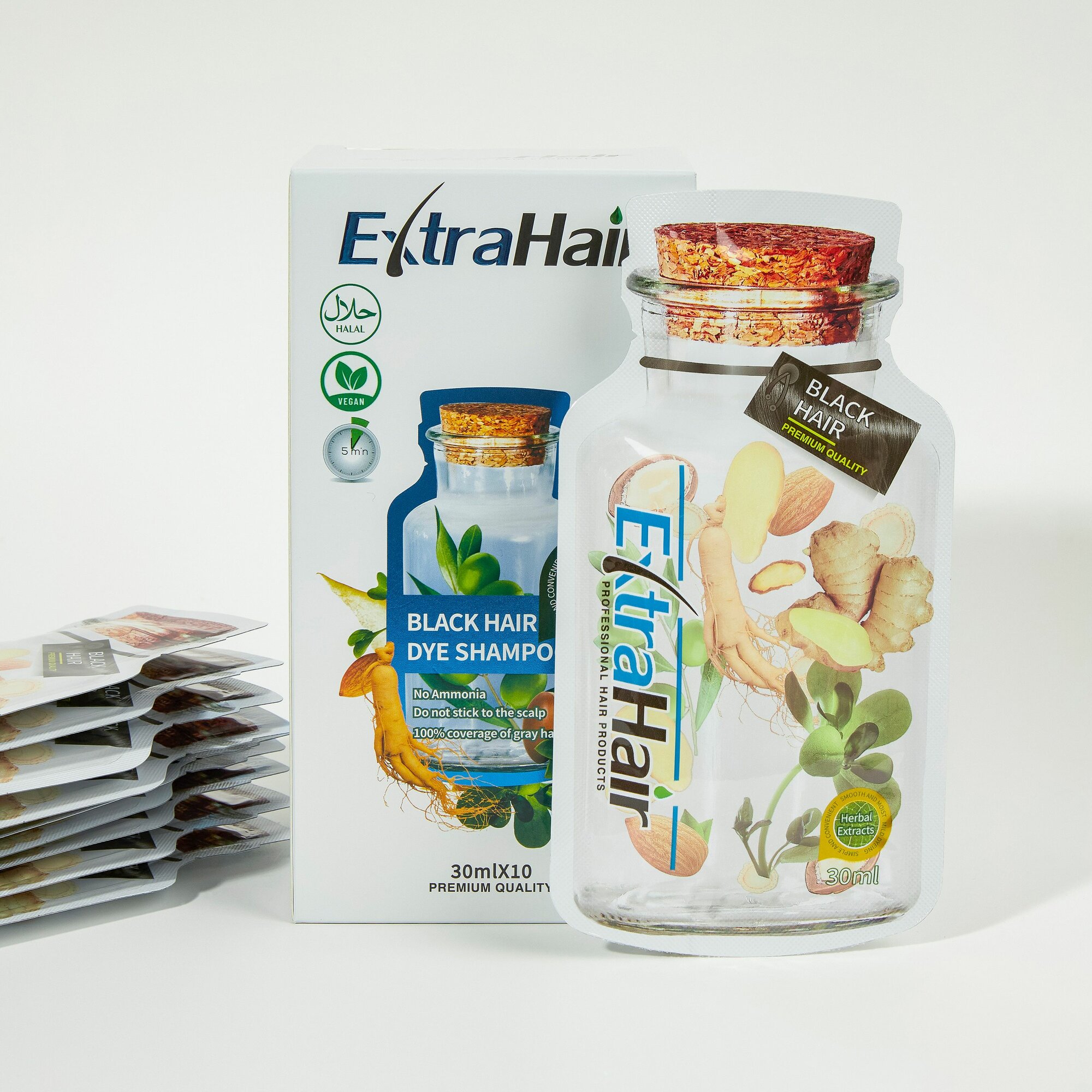 ШампуньExtraHair турецкий черные волосы красящий