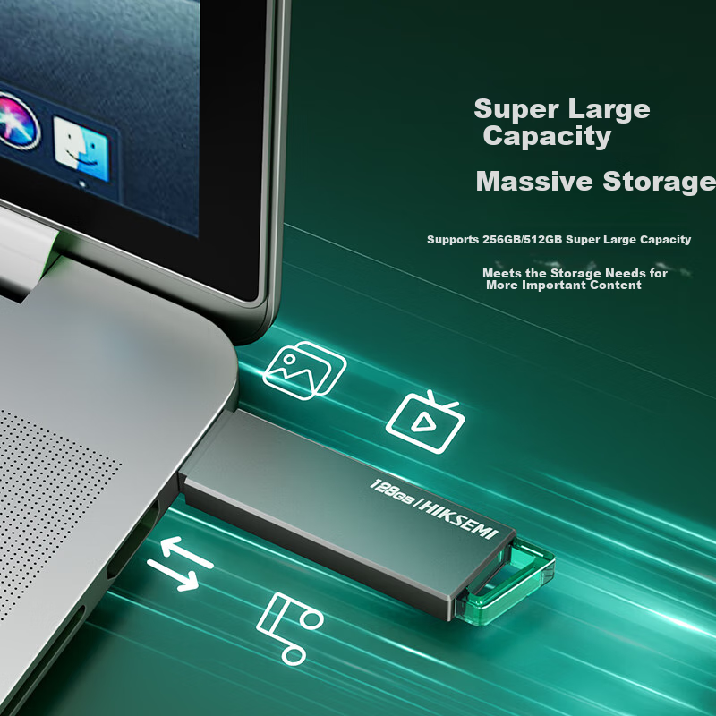 HIKVISION 512GB USB3.2 U Disk R33 with Working Indicator Light, Read Speed 130MB/s, High-speed Portable USB Flash Drive for Huawei, Xiaomi, Computers, Business, Office, and Study