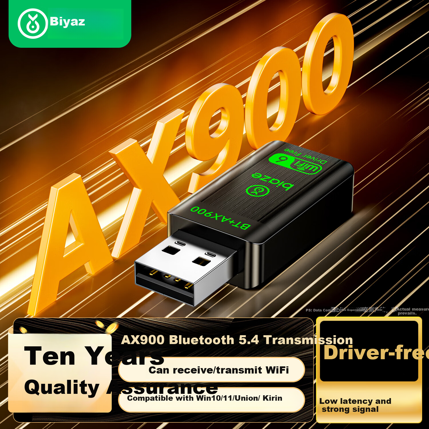 BIAZE WiFi6 Driver-Free USB Wireless Network Card Dual Band 5G Bluetooth 5.4 Wireless Bluetooth Two-in-One Desktop Laptop External WiFi Receiver Domestic System