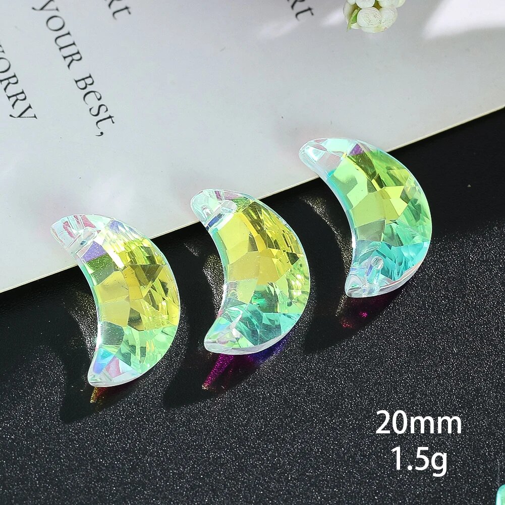 Стеклянные бусины-луны AB color 20mm 1.5g