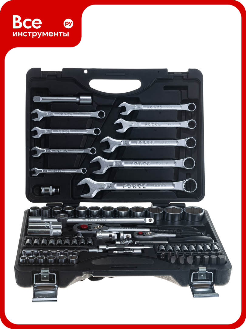 Набор инструментов FORCE 82 предмета 6 гранные 1/4, 1/2 4821R-5, пластиковая