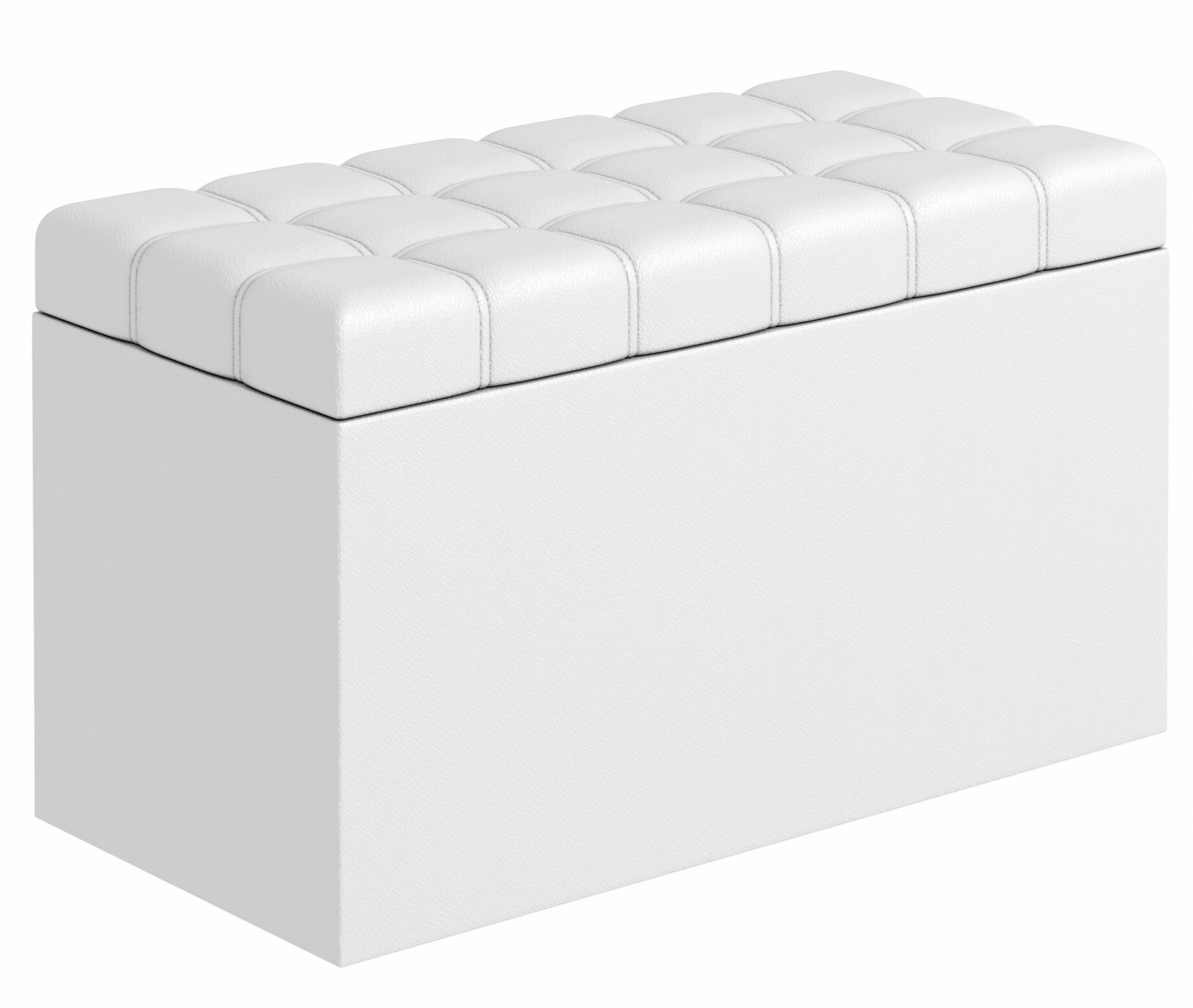 Пуф Квадро тип 2, BUDUNOV GROUP, КЗ белый, с ящиком для хранения, 74х36х43 см.