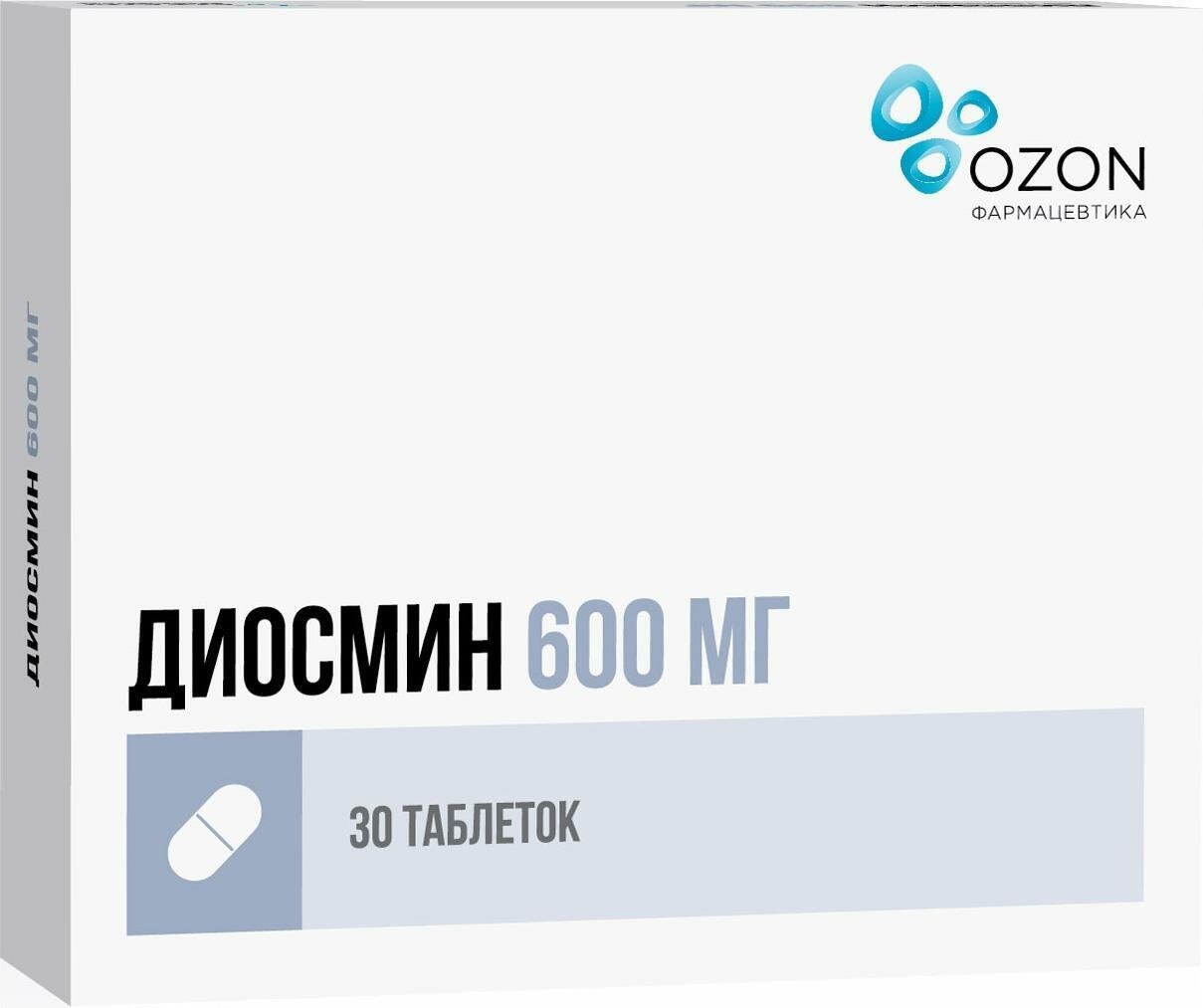 Диосмин, таблетки покрытые пленочной оболочкой 600 мг (Озон), 30 шт.